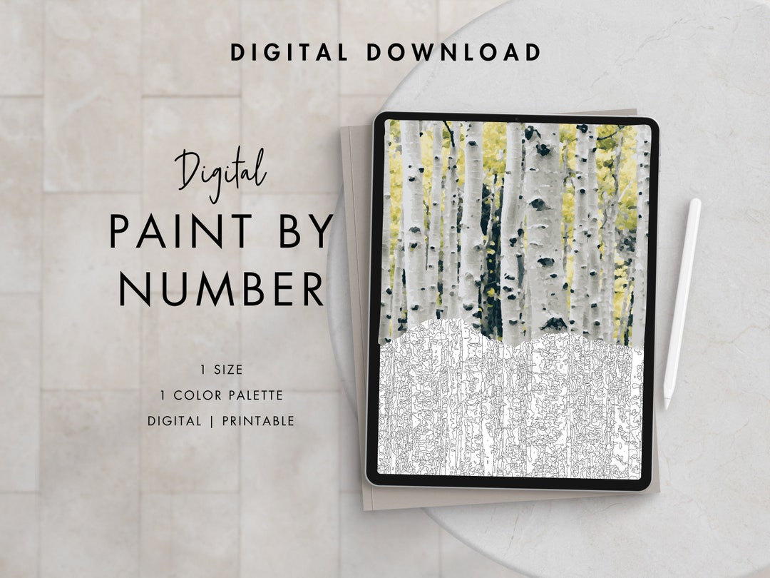 Aspen Trees Paint by Number Kit Adult | Printable & Digital Download ...