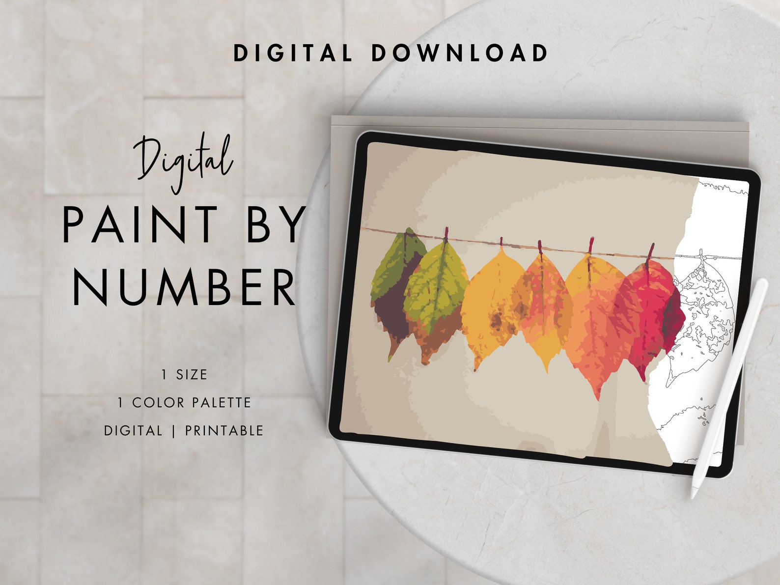Hanging Fall Leaf Paint by Number Kit Adult Printable & - Etsy