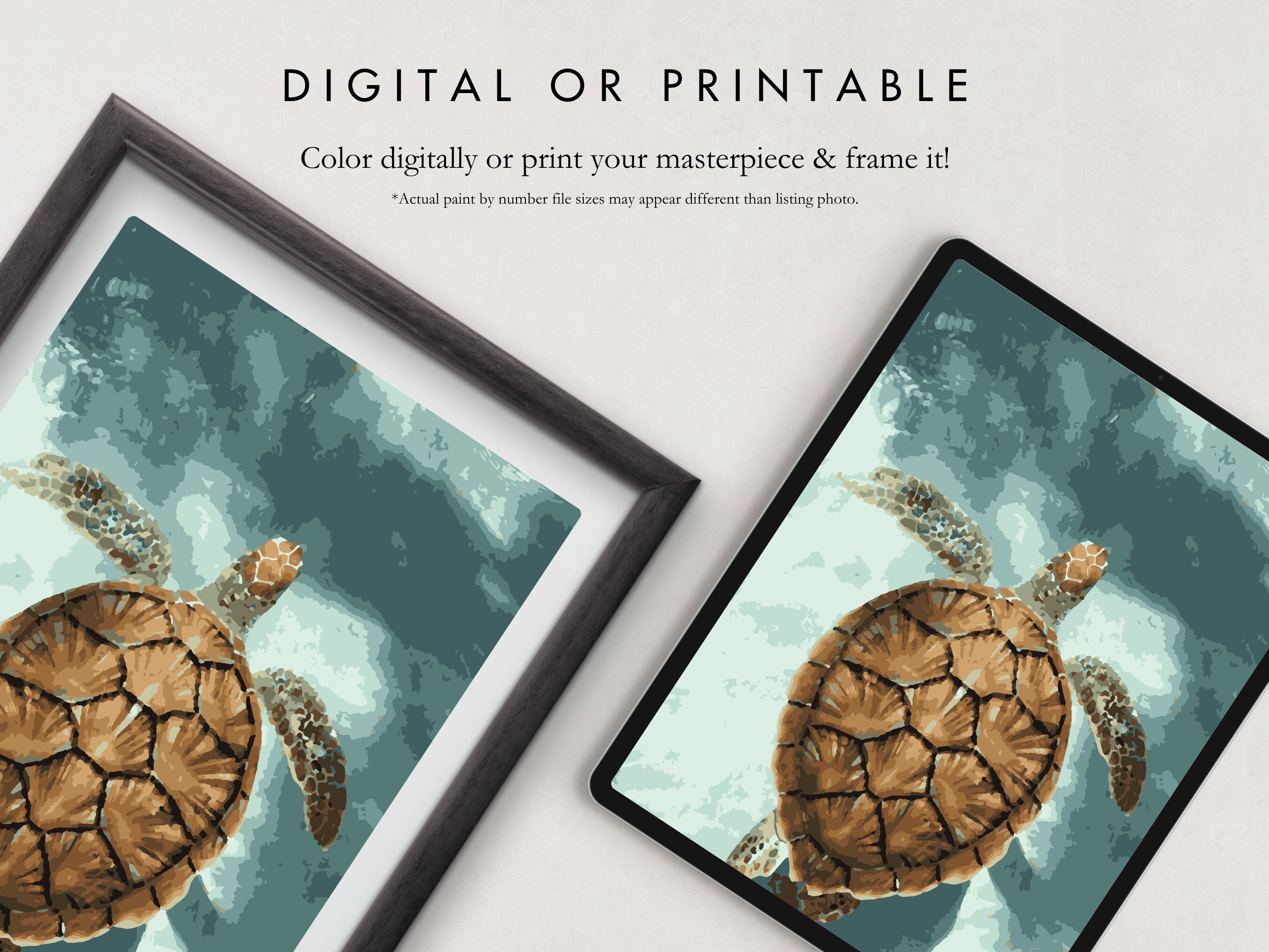 Sea Turtle Paint by Number Kit Adult Printable & Digital Download Art ...