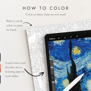 Starry Night Paint by Number Kit Adult | Printable & Digital Download ...