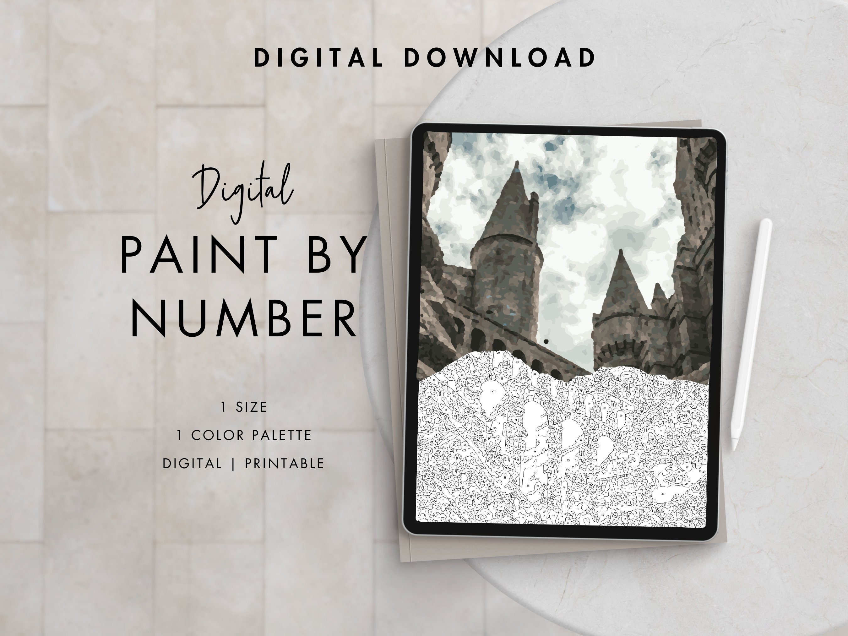 Wizard Castle Paint by Number Kit Adult Printable & Digital - Etsy