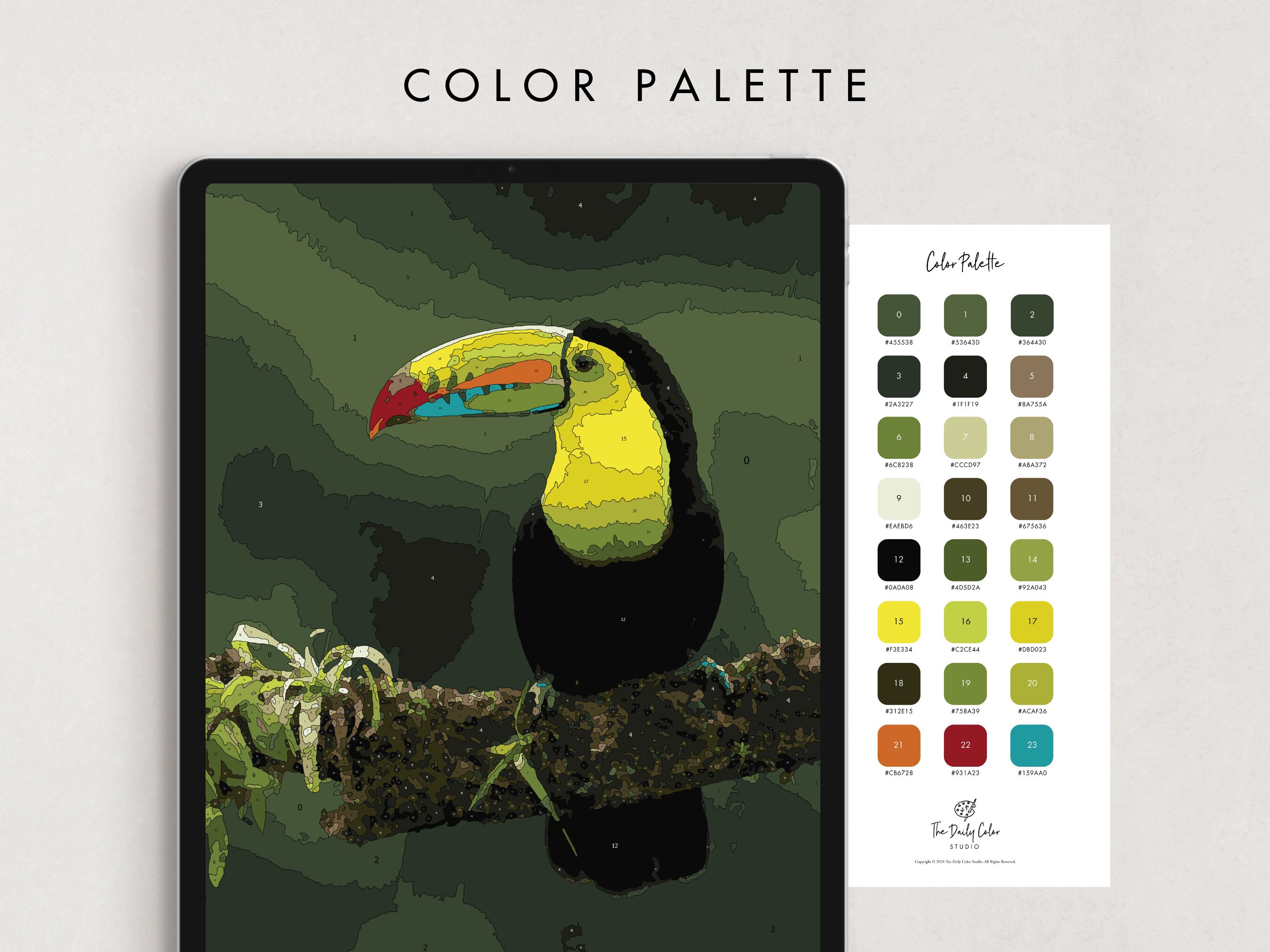 Toucan Paint by Number Kit Adult | Printable & Digital Download | Color ...