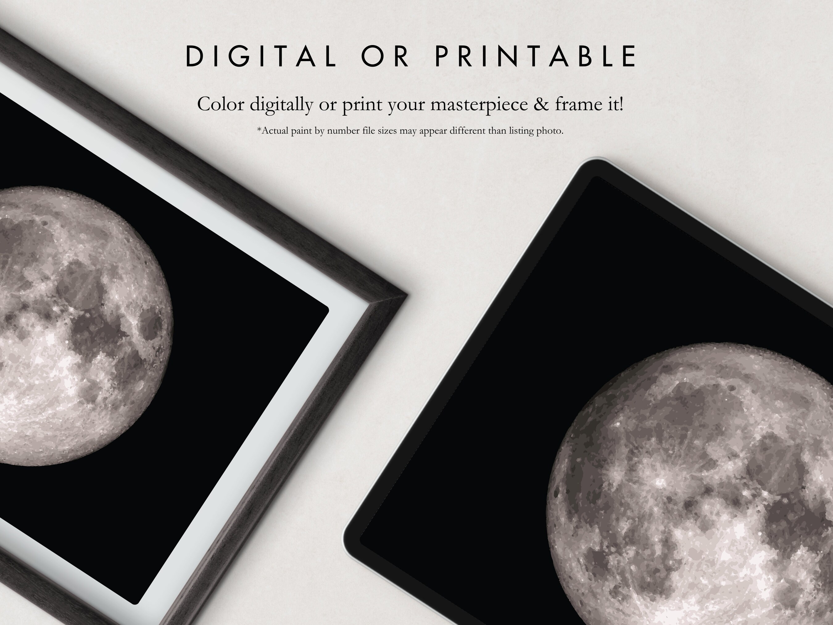 The Moon Paint by Number Kit Adult | Printable & Digital Download ...