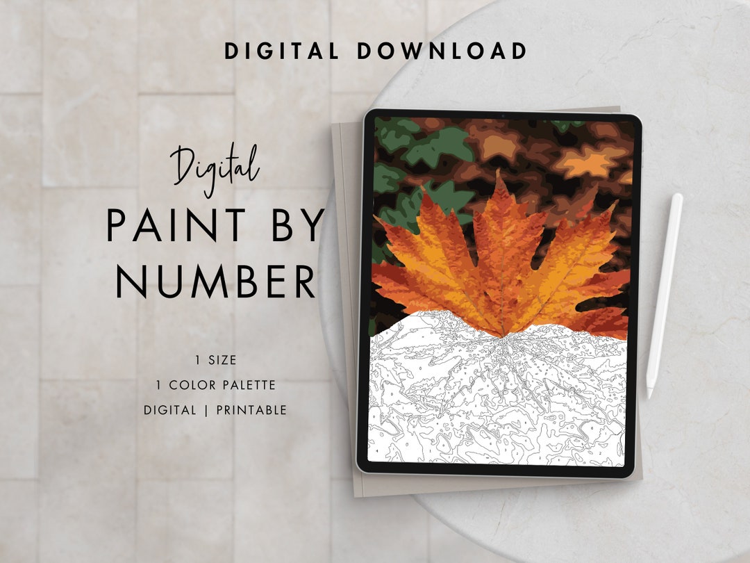 Fall Maple Leaf Paint by Number Kit Adult | Printable & Digital ...