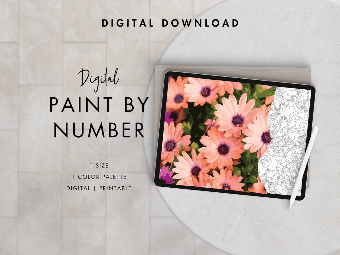 Daisies Flower Paint by Number Kit Adult | Printable & Digital Download ...