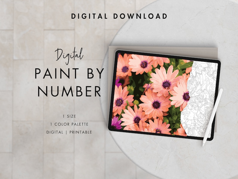 Daisies Flower Paint by Number Kit Adult | Printable & Digital Download ...