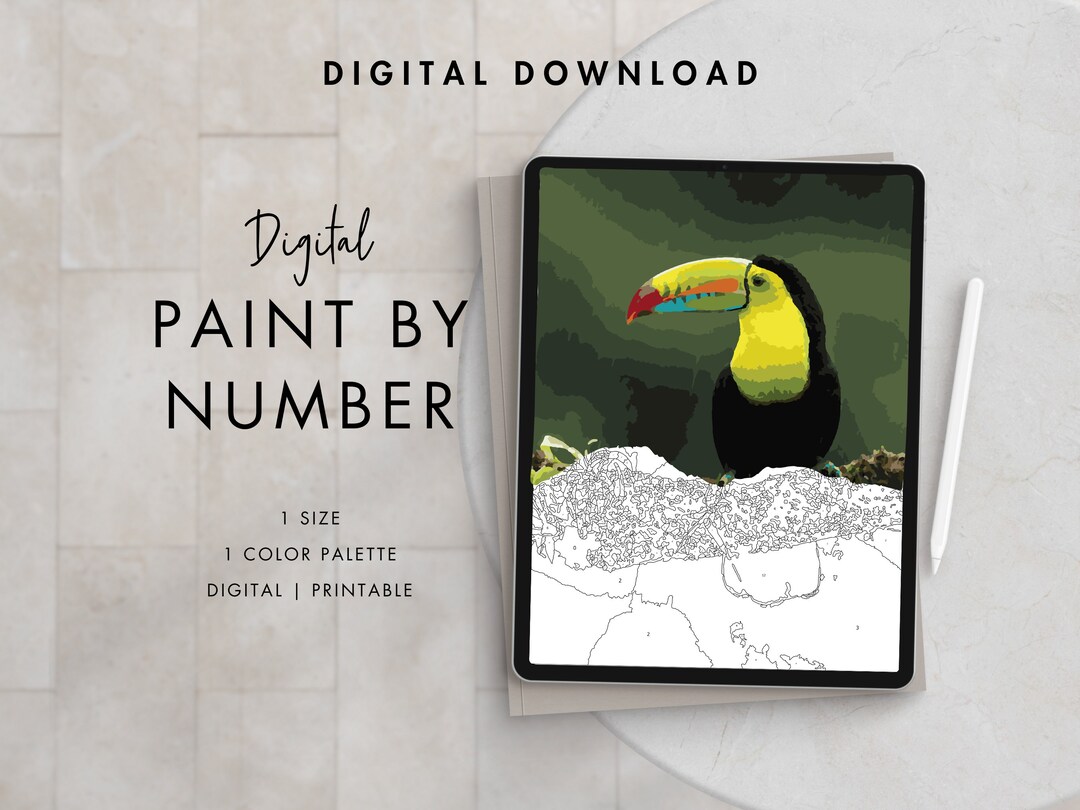 Toucan Paint by Number Kit Adult | Printable & Digital Download | Color ...