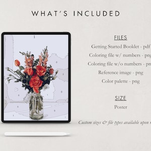 Red Flower Bouquet Paint by Number Kit Adult | Printable & Digital ...
