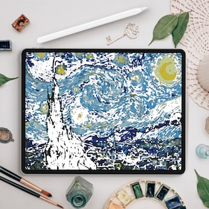 Starry Night Paint by Number Kit Adult | Printable & Digital Download ...