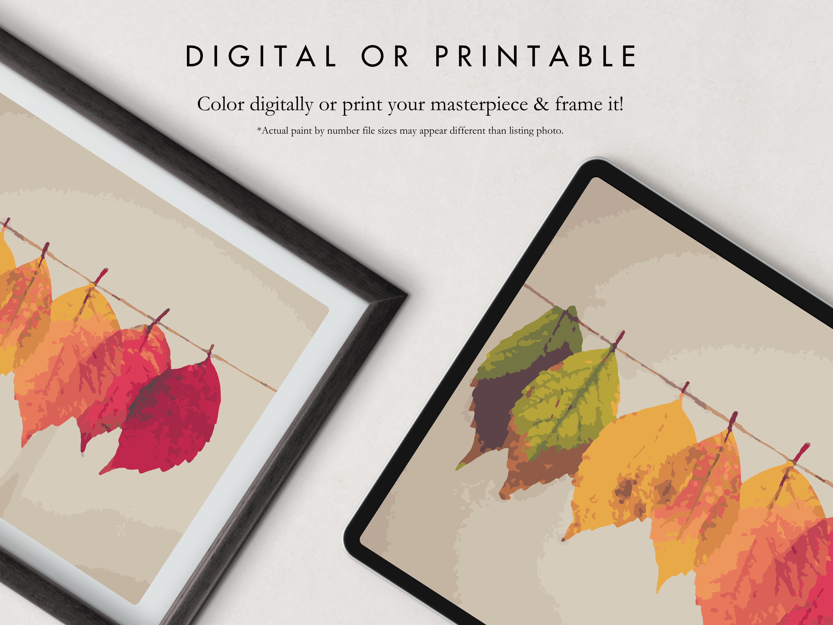 Hanging Fall Leaf Paint by Number Kit Adult | Printable & Digital ...