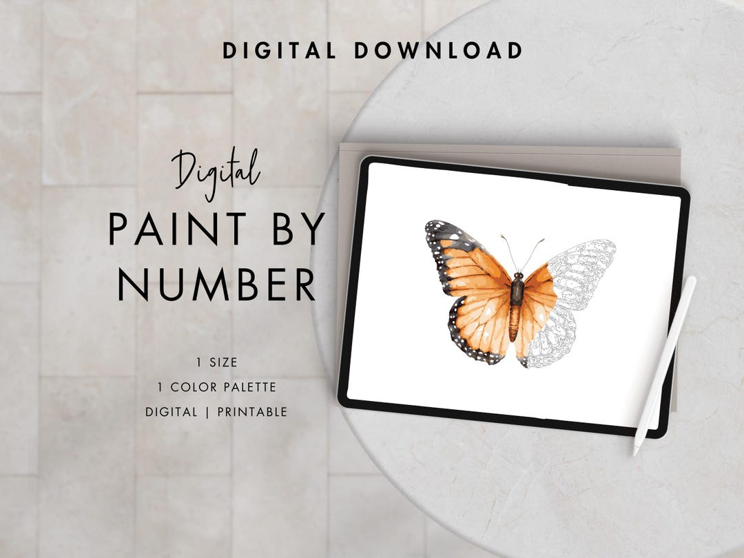 Butterfly Paint by Number Kit Adult | Printable & Digital Download ...