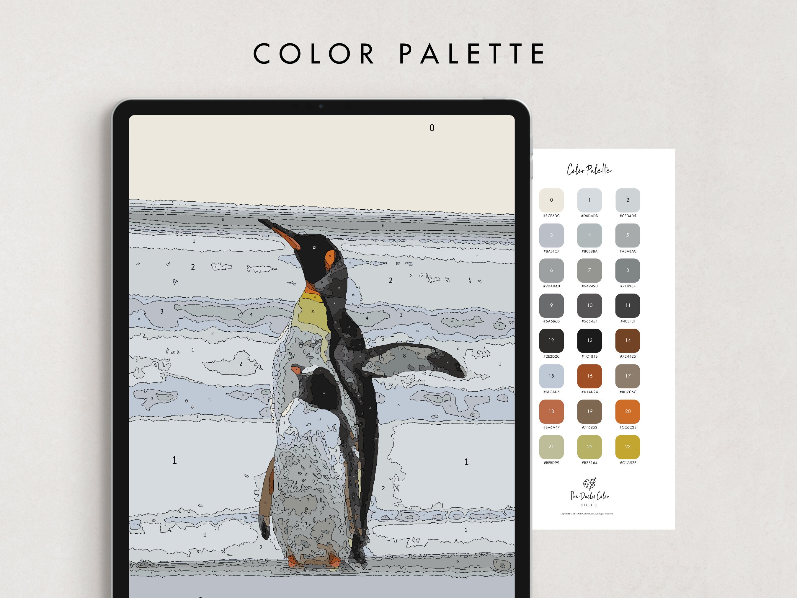 Penguin Paint by Number Kit Adult Printable & Digital Download Art ...
