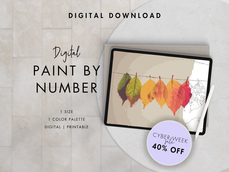 Hanging Fall Leaf Paint by Number Kit Adult Printable & Digital ...