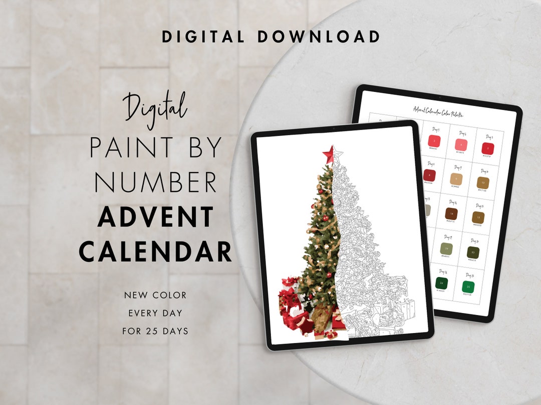 Advent Calendar | Christmas Tree Paint by Number Kit Adult | Printable ...