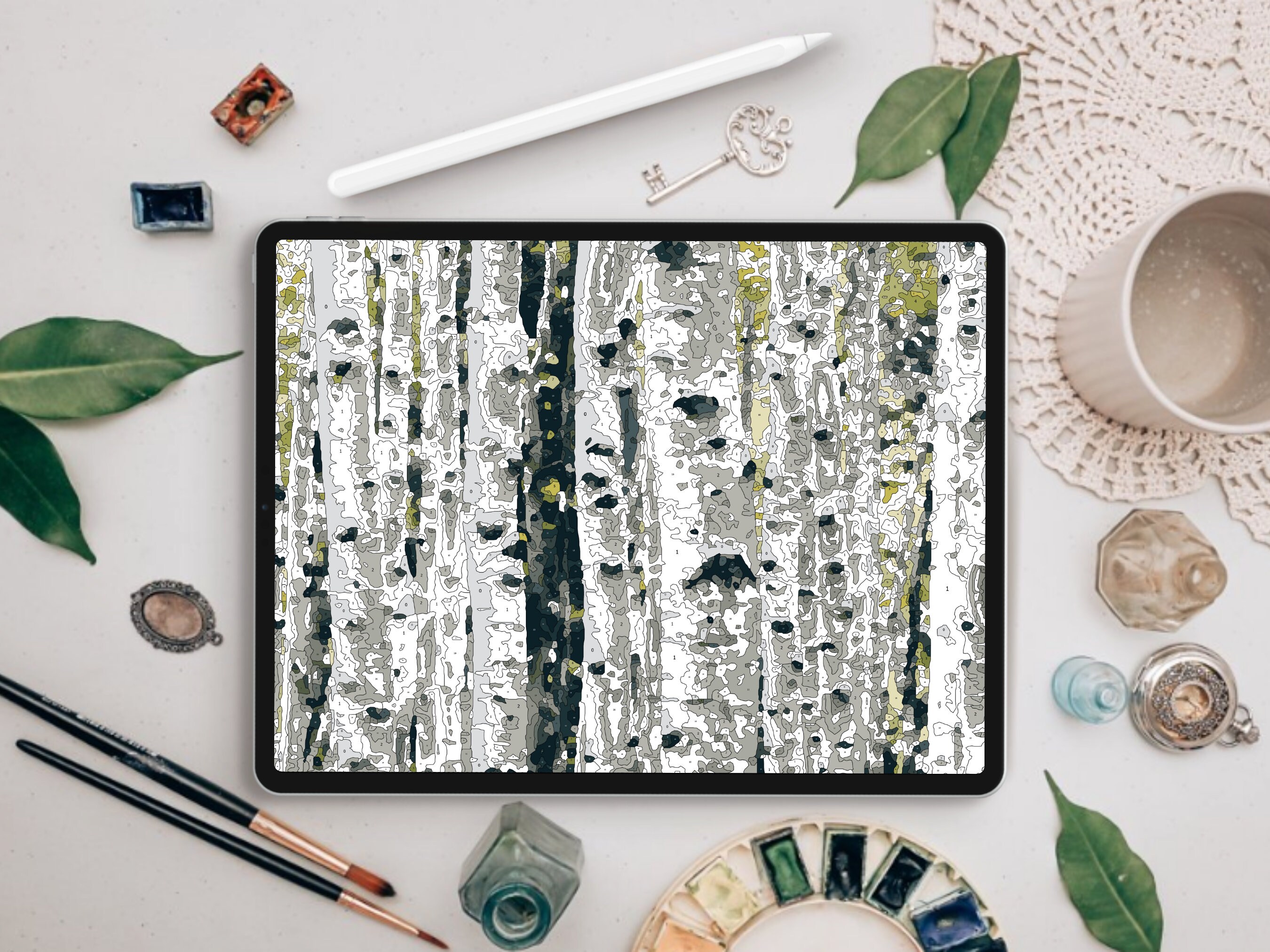 Aspen Trees Paint by Number Kit Adult | Printable & Digital Download ...