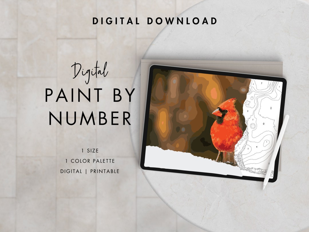 Red Cardinal Paint by Number Kit Adult | Printable & Digital Download ...