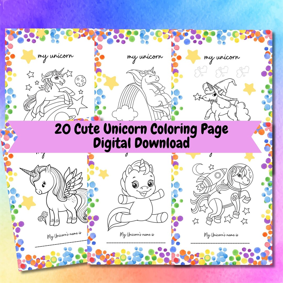20 Unicorn Coloring Pages, Unicorn Party Birthday, Unicorn Coloring ...