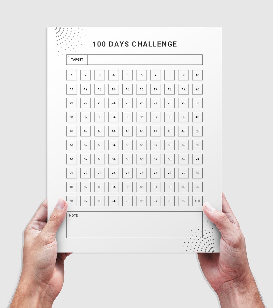 Printable Minimalistic 100 Days Challenge Habit Checklist - Etsy
