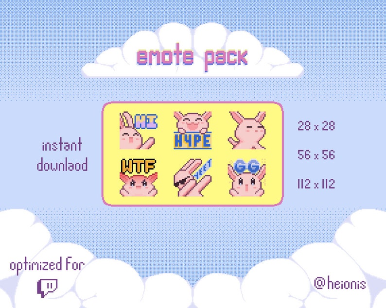 Pixel Friends Emote Pack Bun Bun INSTANT DOWNLOAD - Etsy