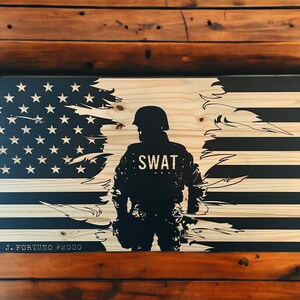 Custom Engraved SWAT Wooden Flag - Personalized Tactical Wall Art ...