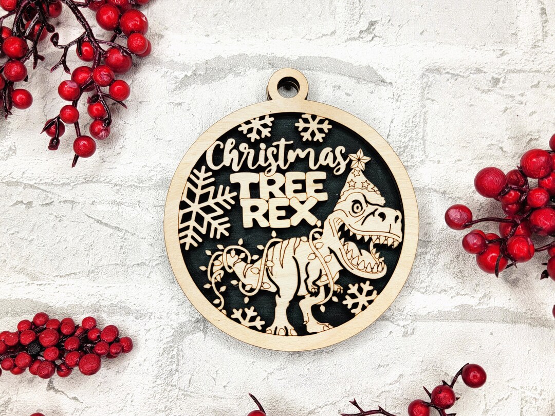 Christmas Tree Rex Funny Christmas Ornament - Dinosaur-themed Holiday ...