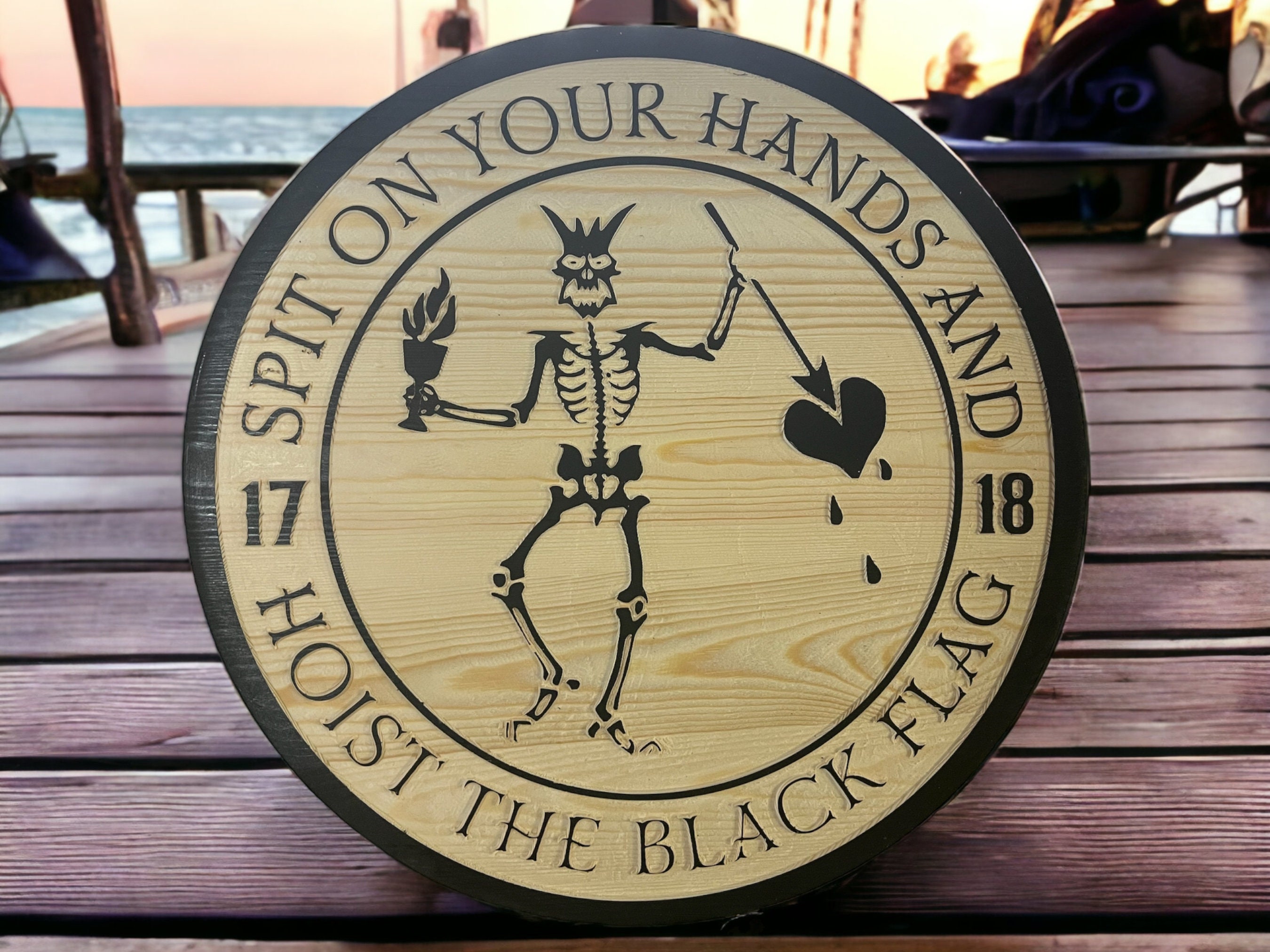 Blackbeard Pirate Wall Sign Spitfire Skull Decor Nautical - Etsy