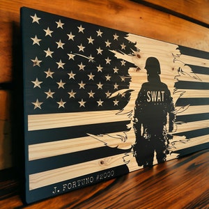 Custom Engraved SWAT Wooden Flag - Personalized Tactical Wall Art ...
