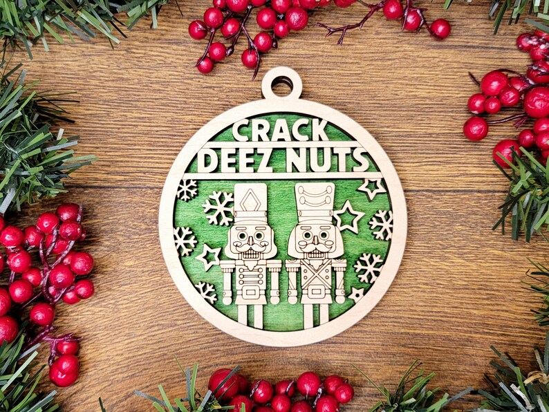 Crack Deez Nuts Christmas Ornament Funny Holiday Decor, Unique Festive ...