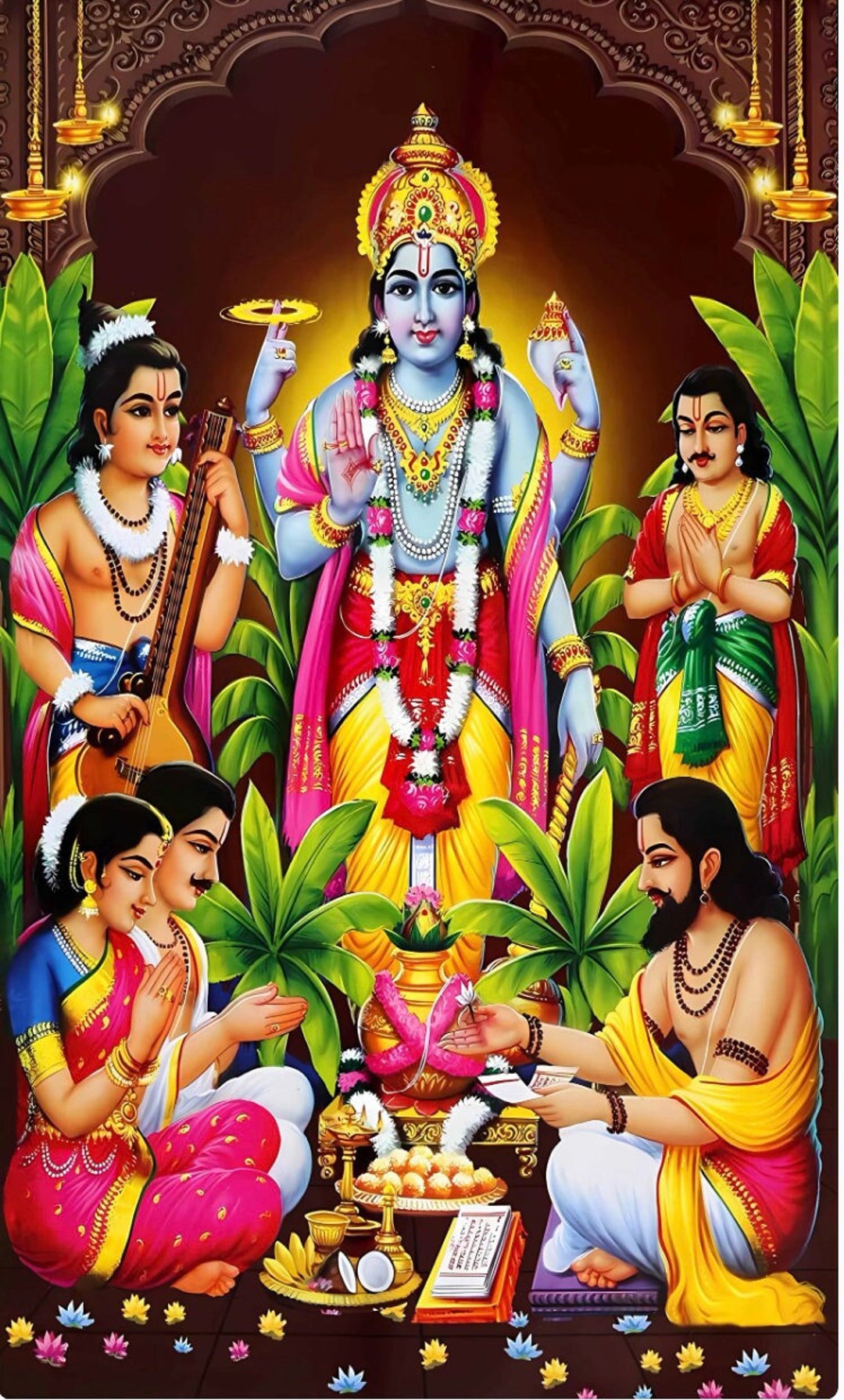 Festiwave 58 Feet Satyanarayan Puja Backdrop, Sathya Naryan Pooja Cloth ...