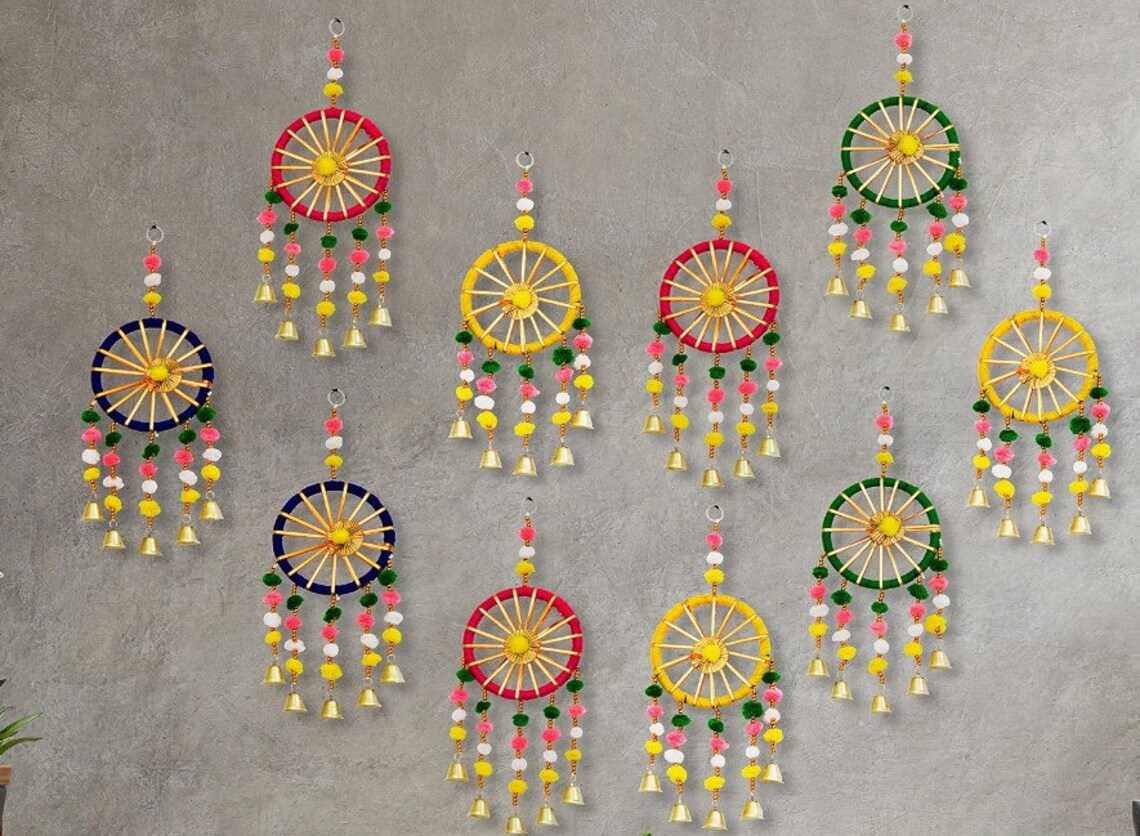 Haldi Decor Set: Indian Wedding Backdrop Curtains - Yellow, Pink ...