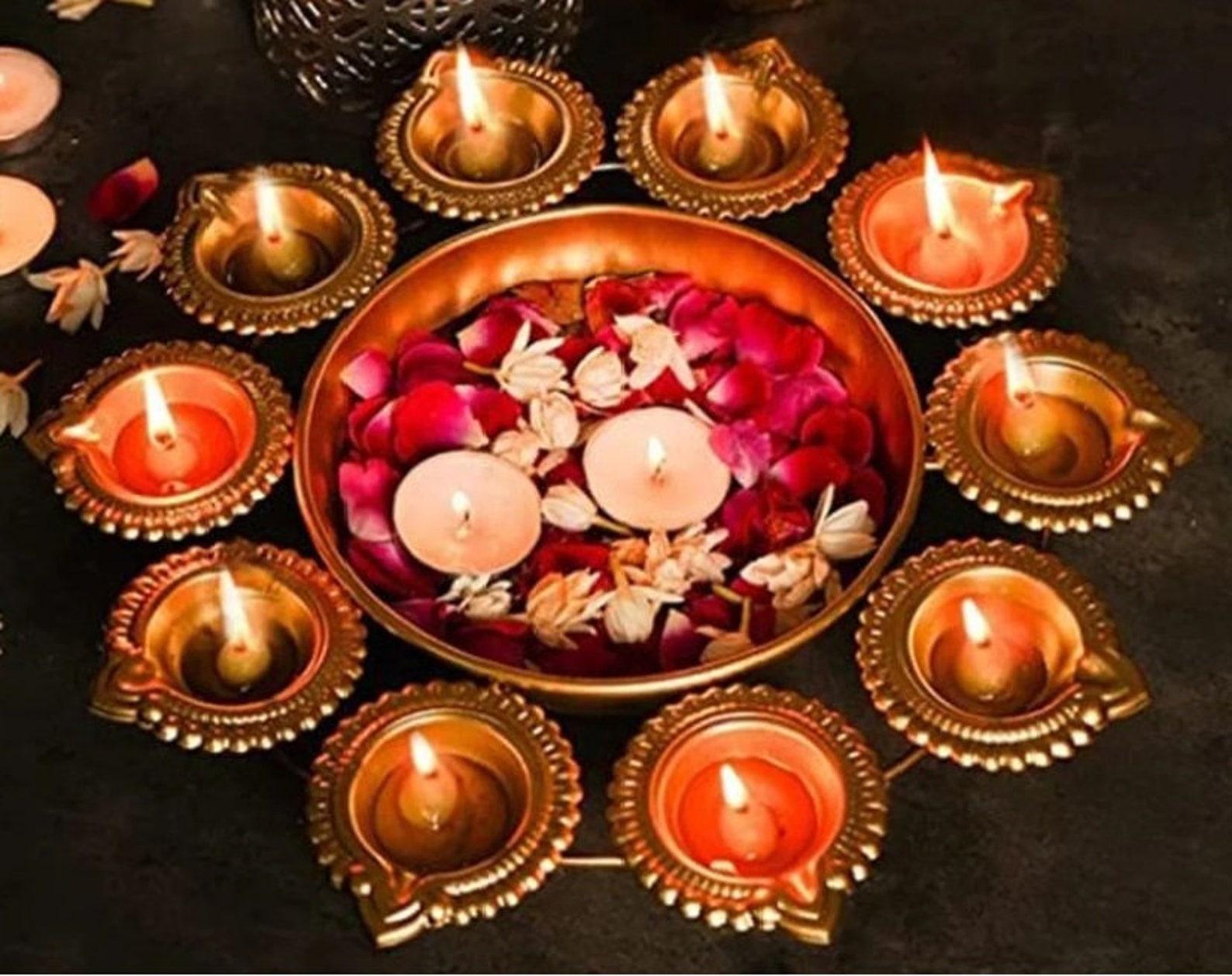 Festiwave Diya Urli Set 3, Diwali Decor, Dia Urli Bowl, Diwali ...