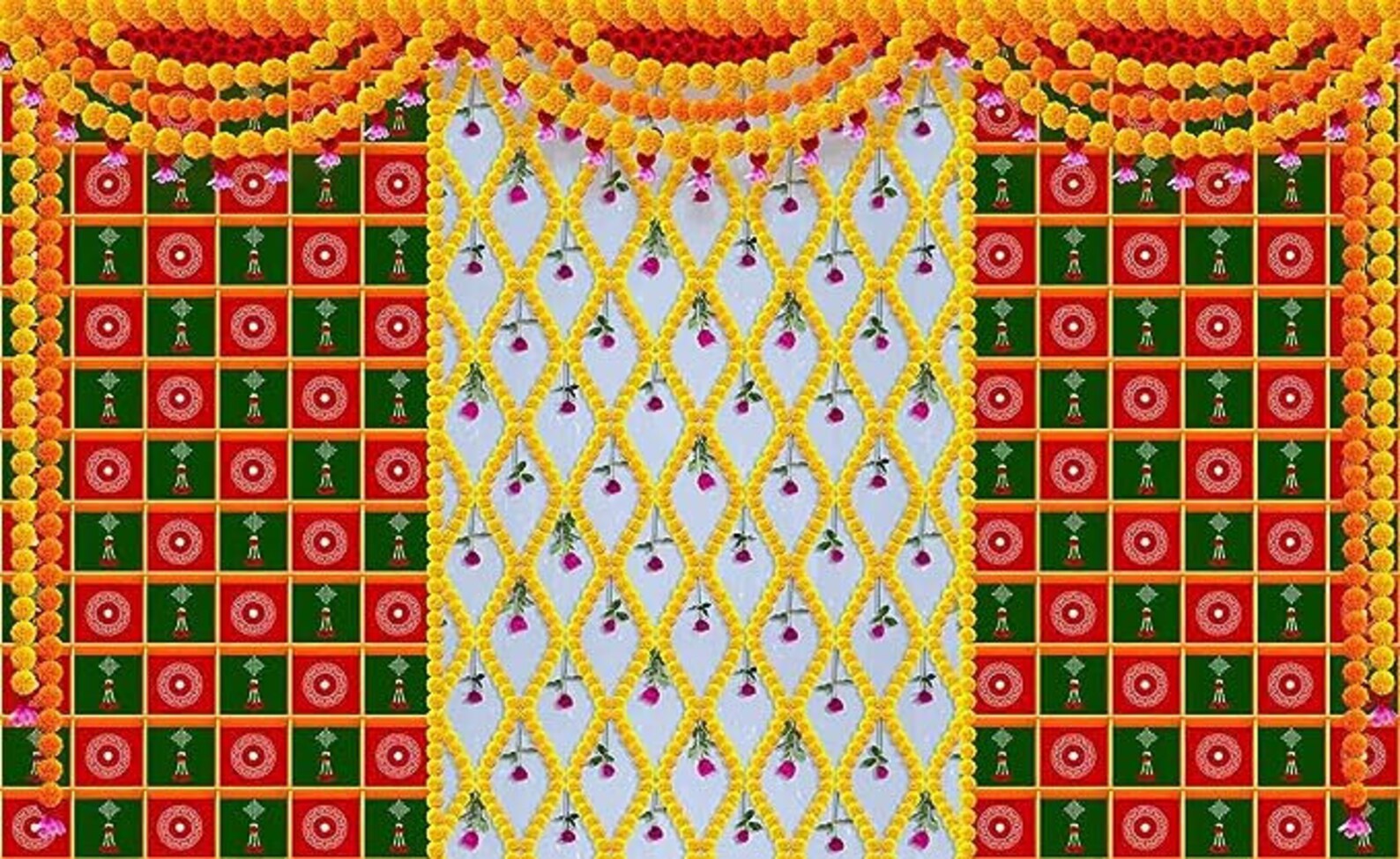 Festiwave Pooja Backdrop, Pooja Backdrop Cloth, Backdrop for Pooja ...