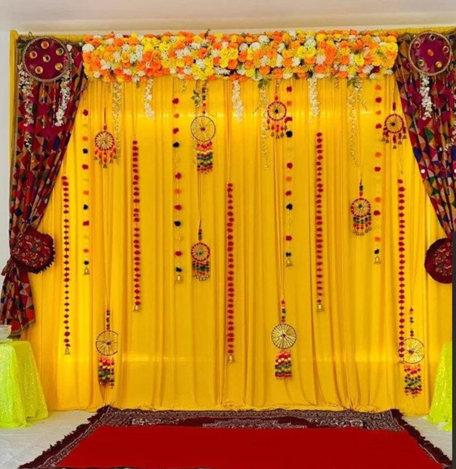 Haldi Decoration: Indian Wedding Backdrop Decor, Complete Setup - Etsy