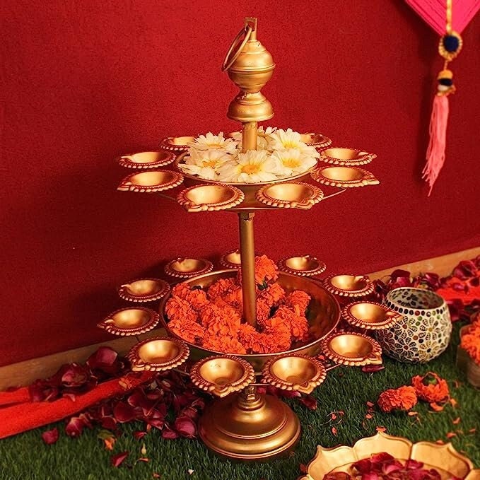 Festiwave 3 Layer Urli Stand, Diwali Urli With Stand, 3 Tier Diwali ...