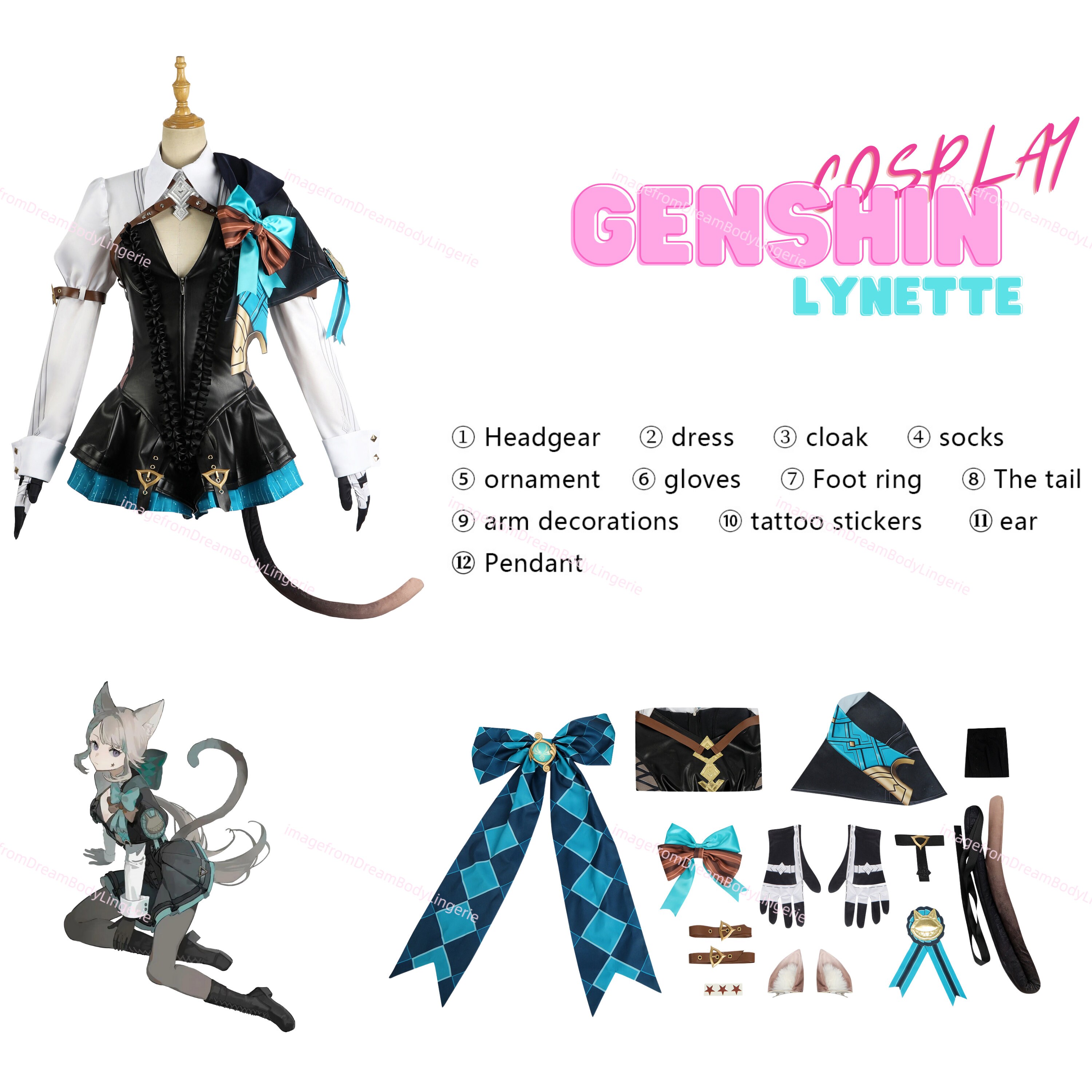 Lynette Cosplay Genshin Impact Complete Costume Set genshin - Etsy