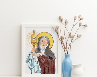 St Clare of Assisi Religious Poster Catholic Artwork Saints Serie Art ...