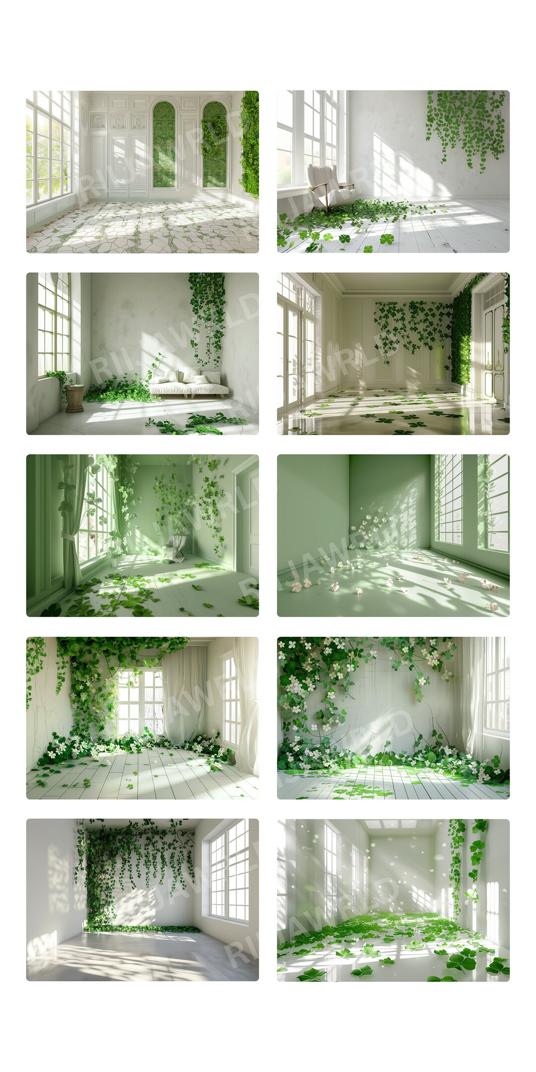 St. Patrick's Day Green and White Backdrops(10), Green Room Backdrops ...