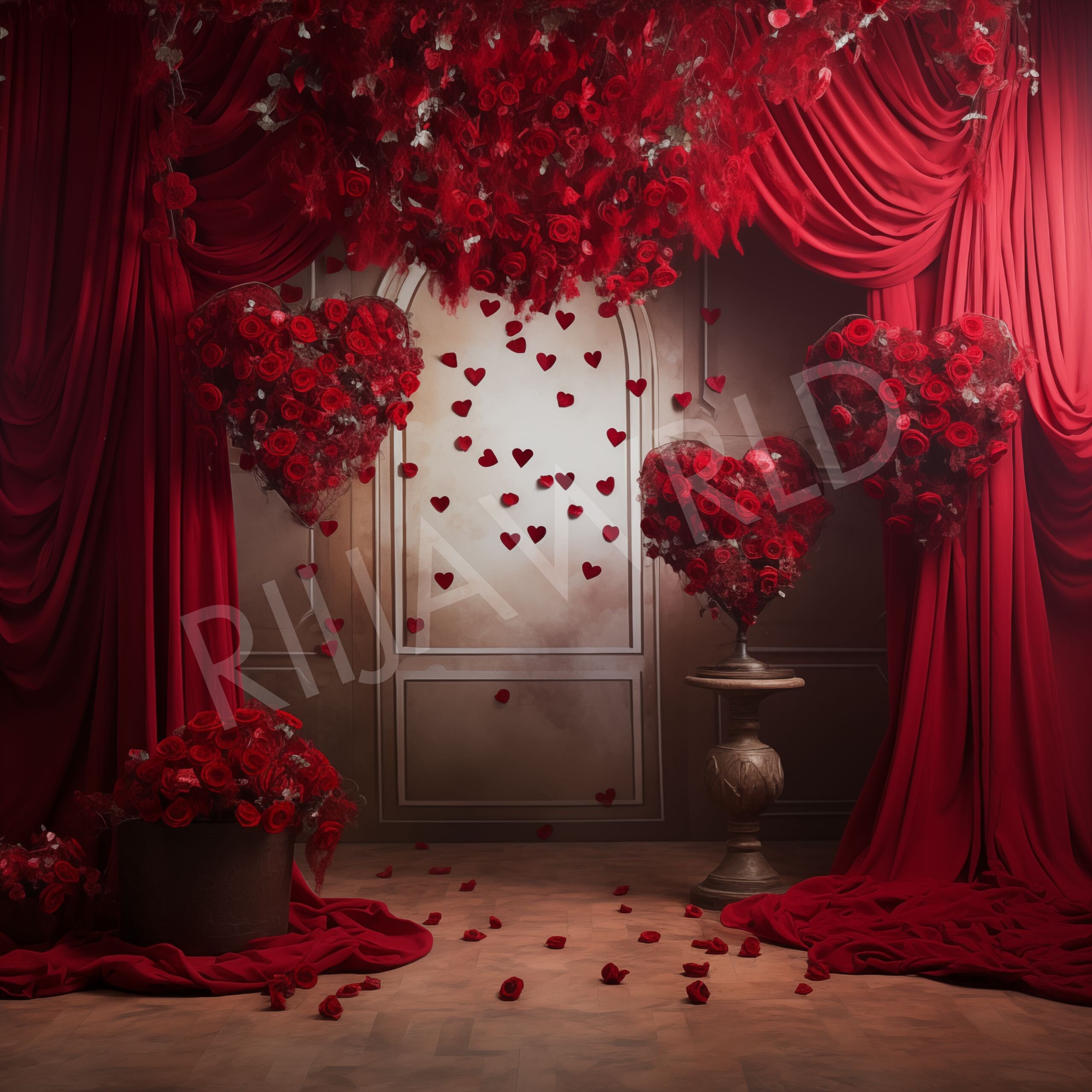 Valentine's Red and White Backdrop, White Room Backdrops for Composite ...