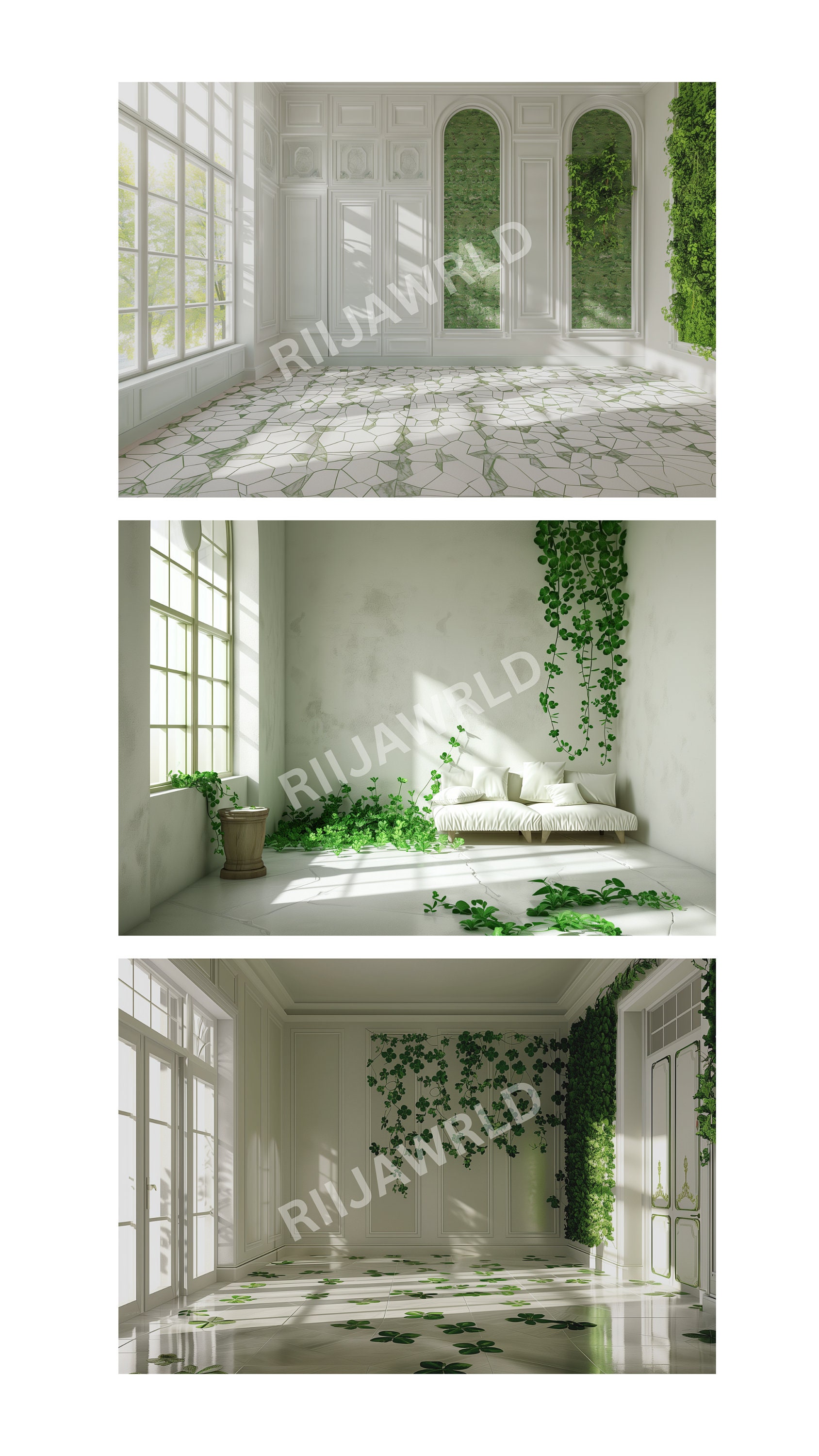 St. Patrick's Day Green and White Backdrops(10), Green Room Backdrops ...