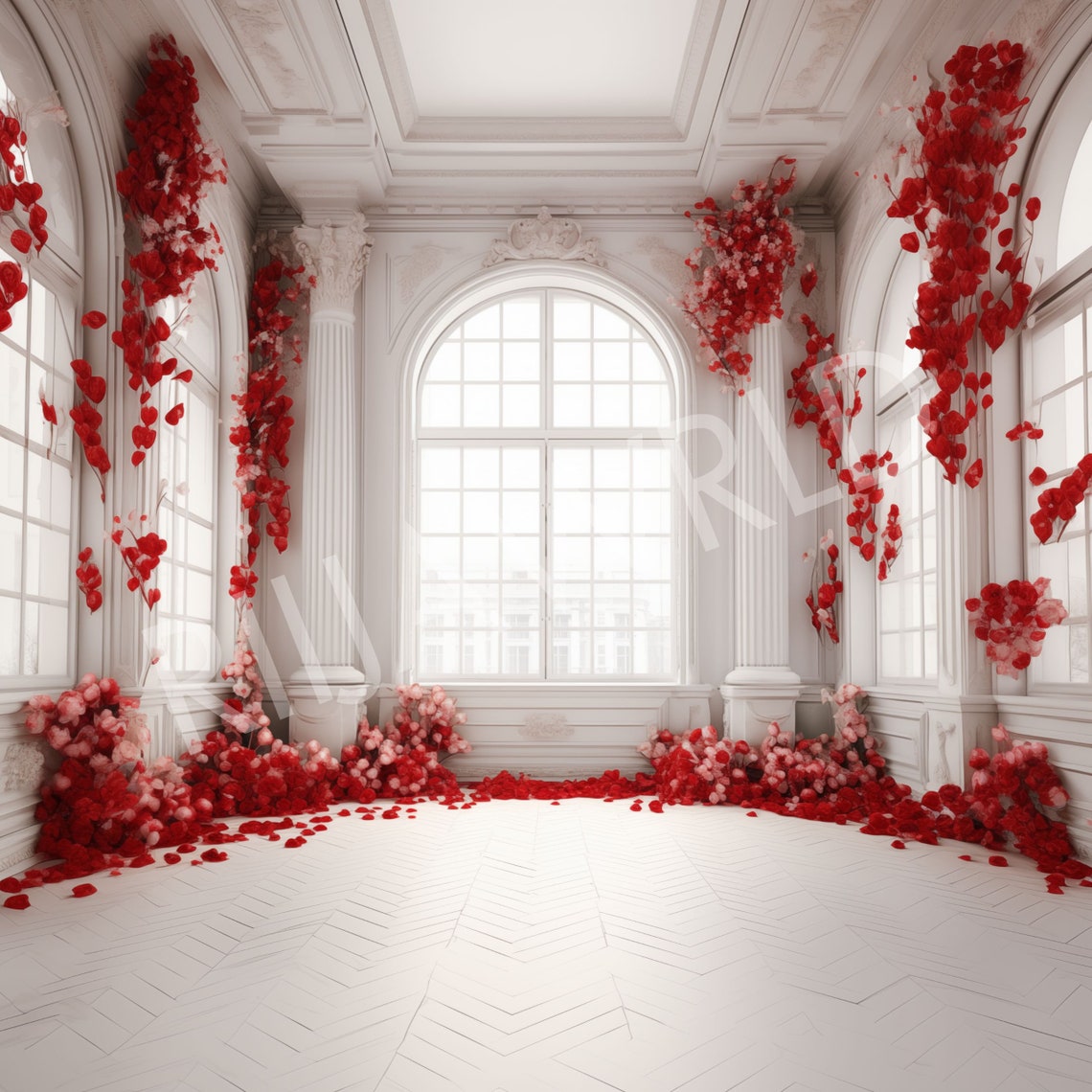 Valentine's Red and White Backdrop, White Room Backdrops for Composite ...