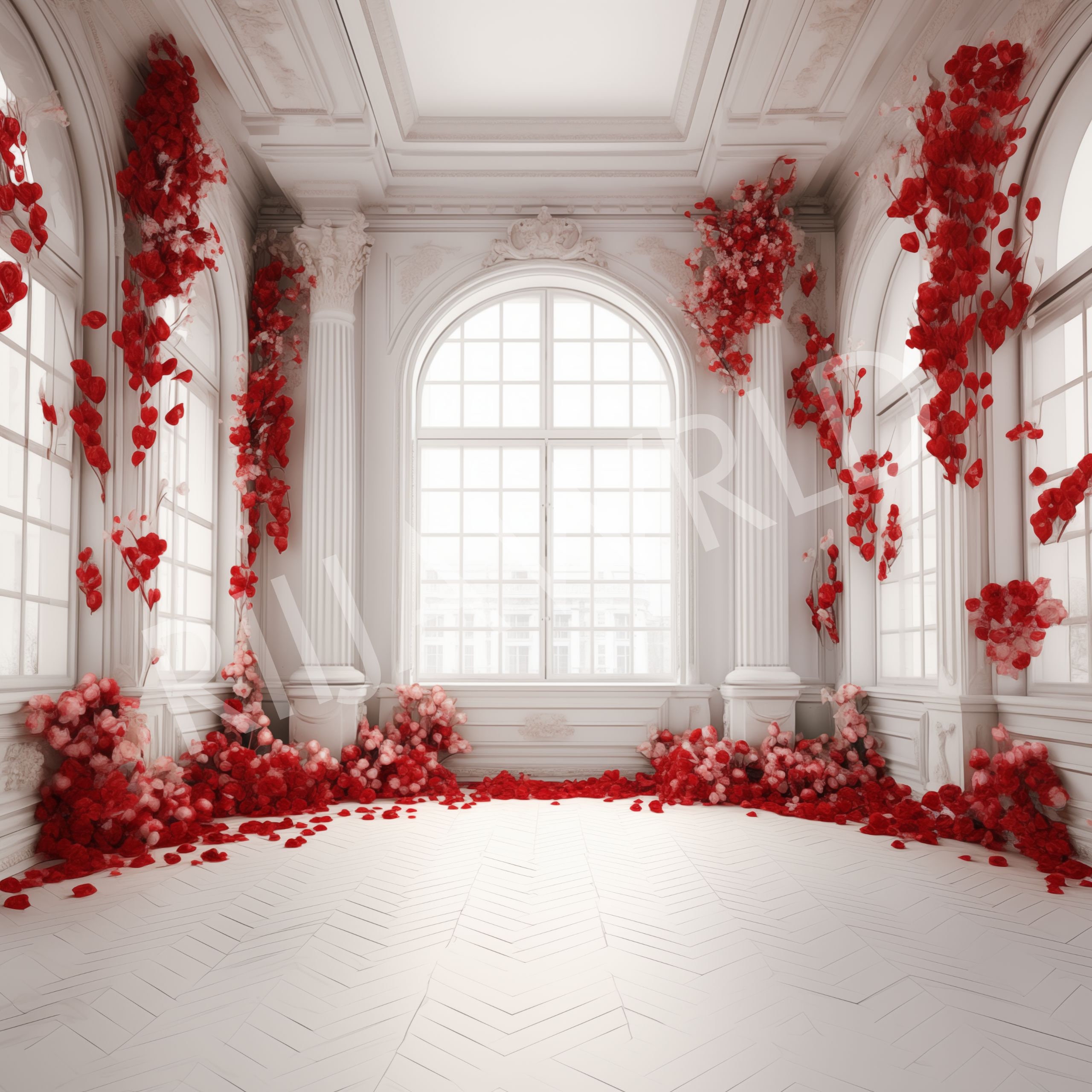 Valentine's Red and White Backdrop, White Room Backdrops for Composite ...