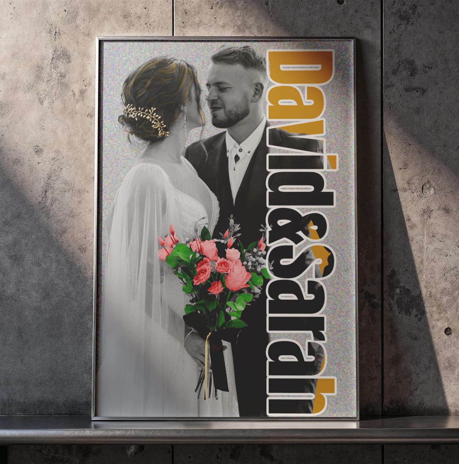 Custom Wedding Portrait Poster: Personalized Newlywed Art (digital ...