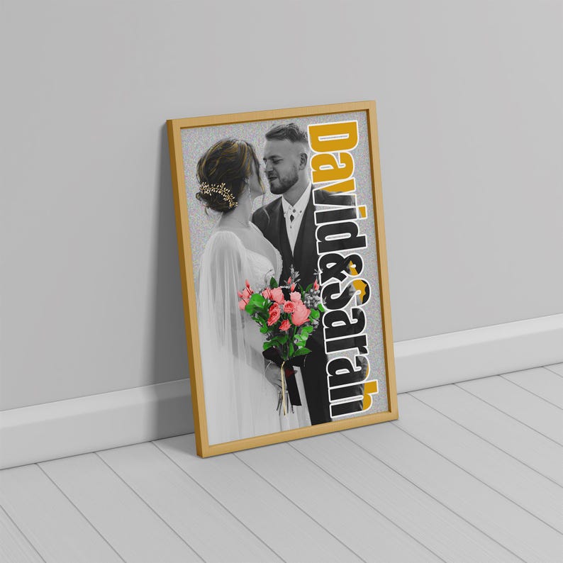 Custom Wedding Portrait Poster: Personalized Newlywed Art (digital ...