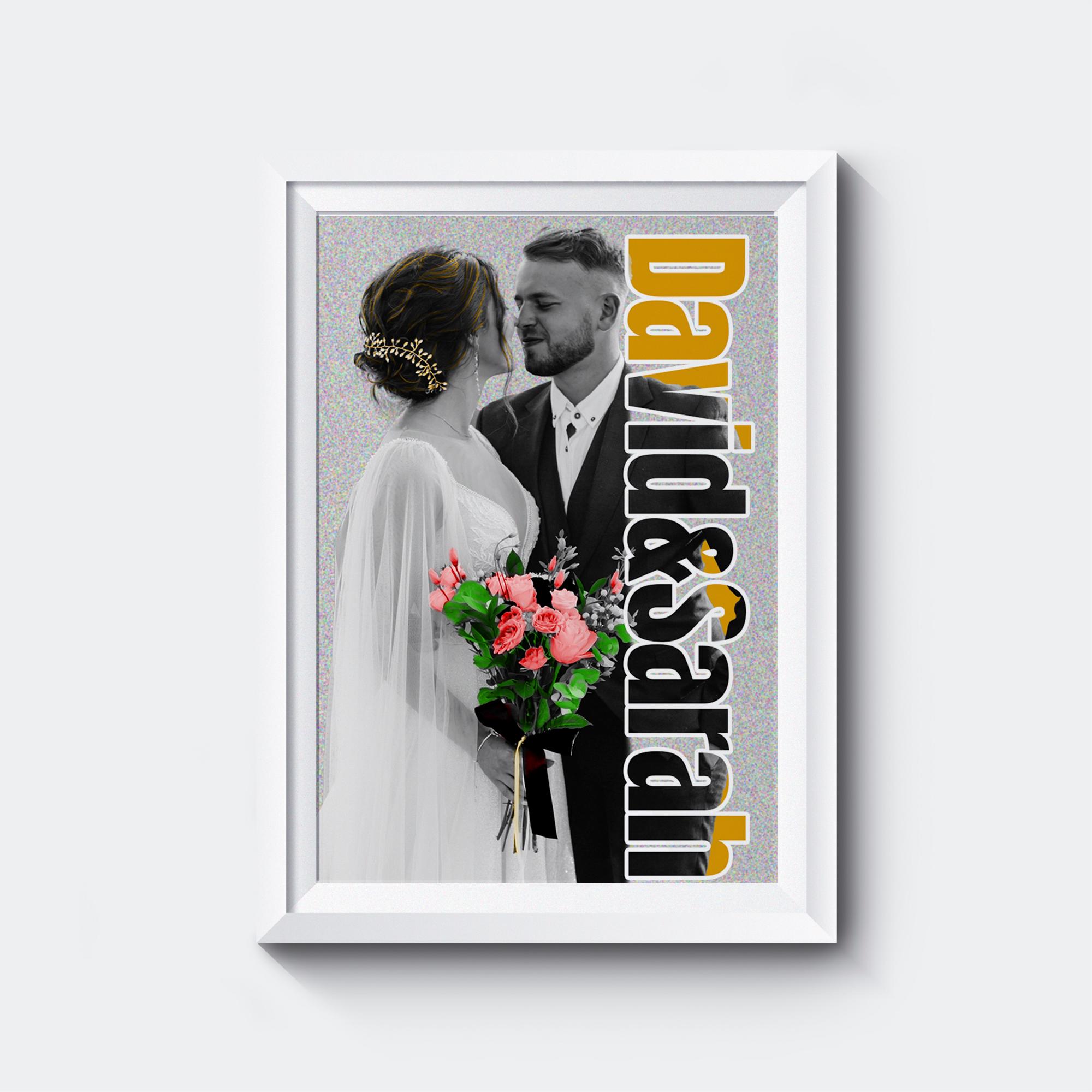 Custom Wedding Portrait Poster: Personalized Newlywed Art (digital ...
