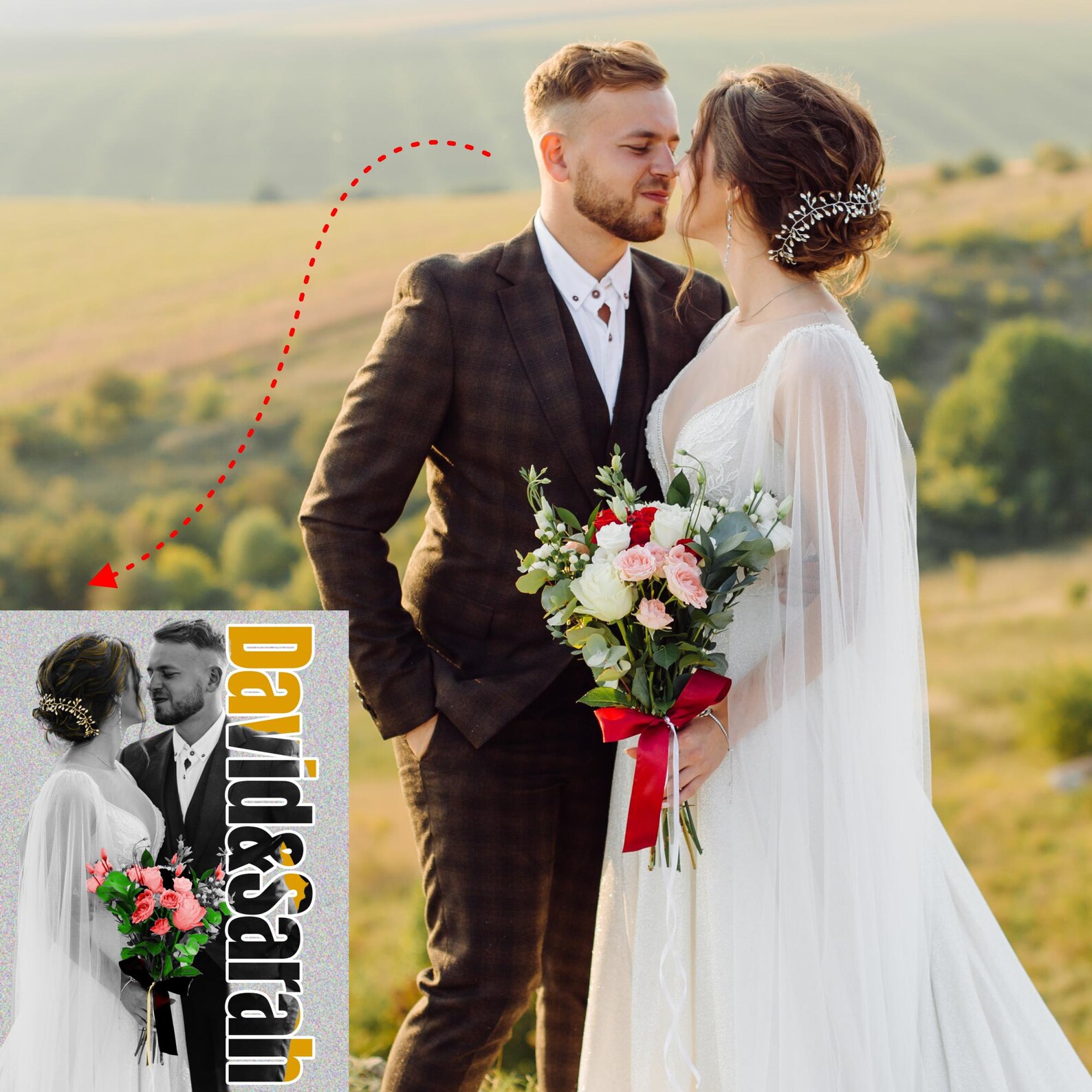 Custom Wedding Portrait Poster: Personalized Newlywed Art (digital ...