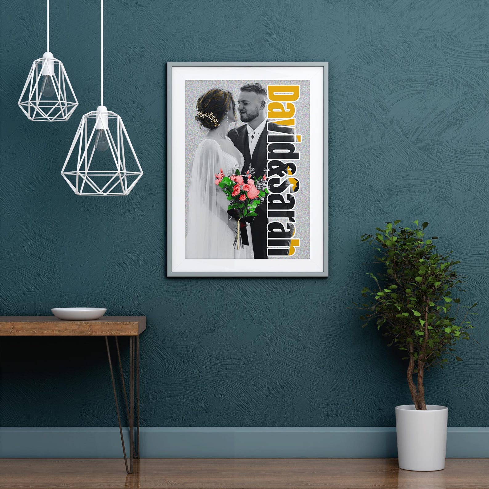 Custom Wedding Portrait Poster: Personalized Newlywed Art (digital ...