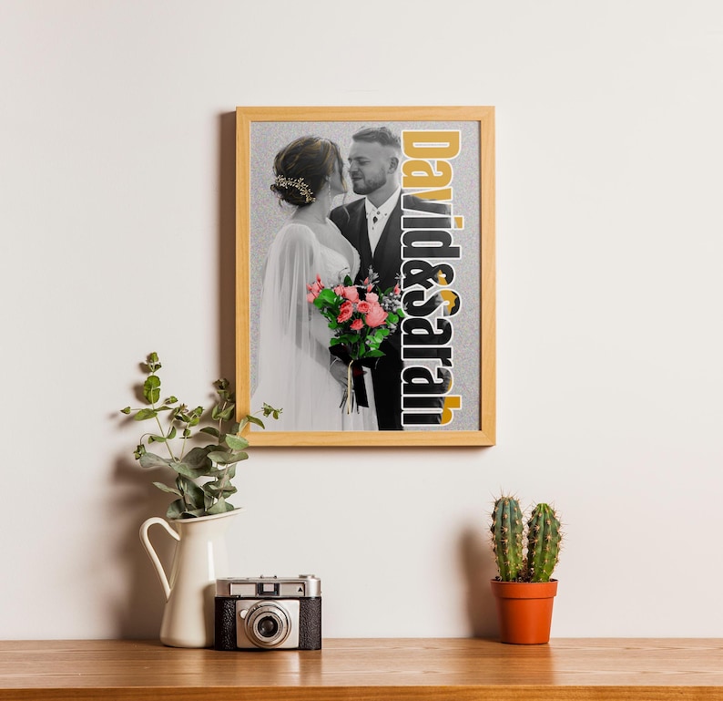 Custom Wedding Portrait Poster: Personalized Newlywed Art (digital ...