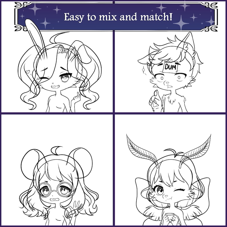 Chibi Pngtuber and OC Base Pack | With Anime and Furry Assets | Digital ...