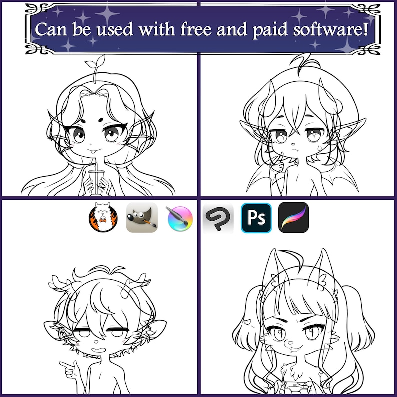 Chibi Pngtuber and OC Base Pack | With Anime and Furry Assets | Digital ...
