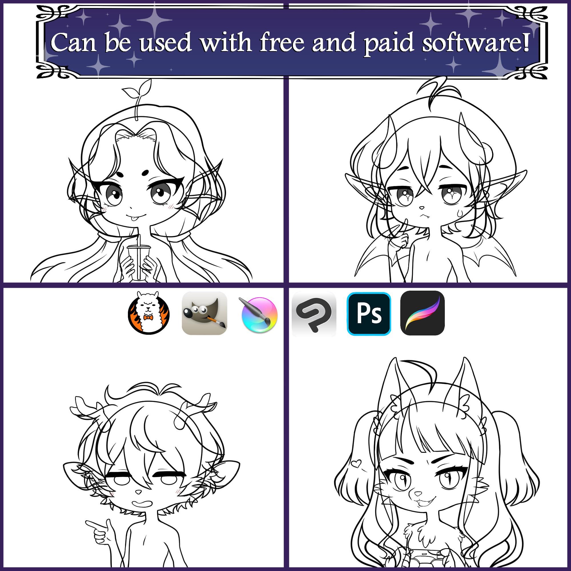 Chibi Pngtuber and OC Base Pack | With Anime and Furry Assets | Digital ...